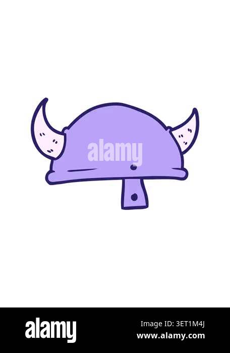Vertical video showing animated cartoon viking helmet with horns ...
