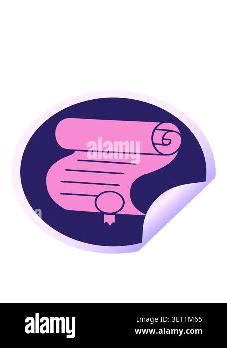 Vertical video showing animated sticker of a pink scroll with a seal on ...