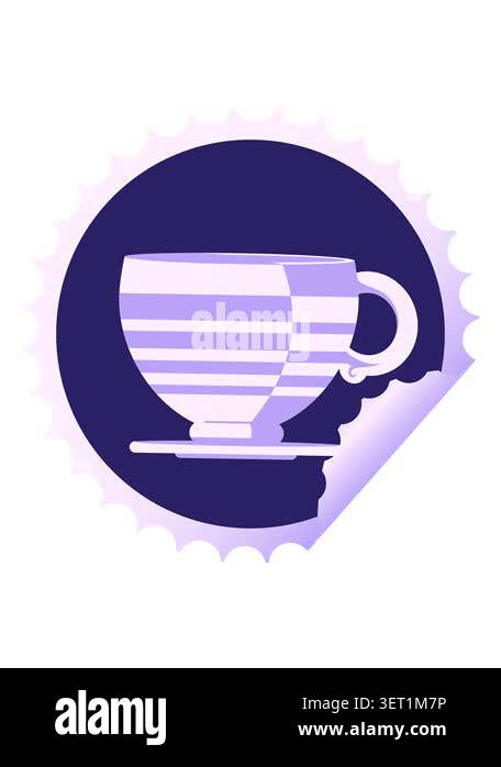 Vertical video showing a stylized illustration of a teacup and saucer ...