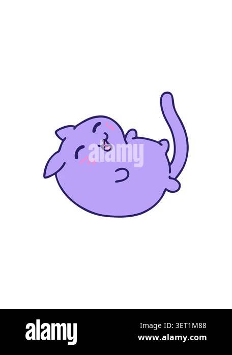 Cute purple cat rolling happily on back Stock Video Footage - Alamy