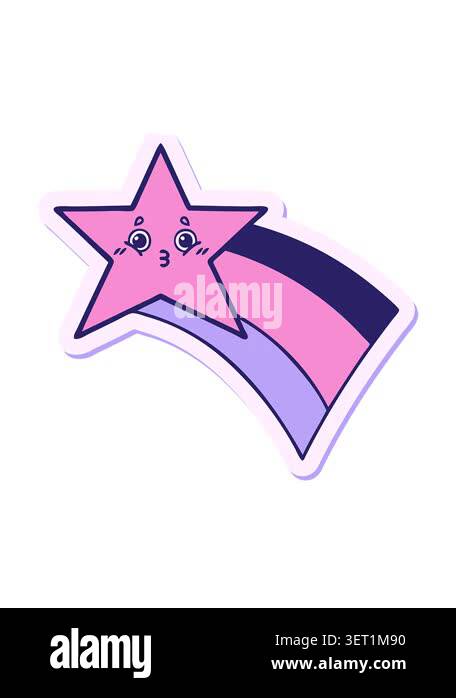 Vertical video showing a cute pink star with a trailing tail moves ...