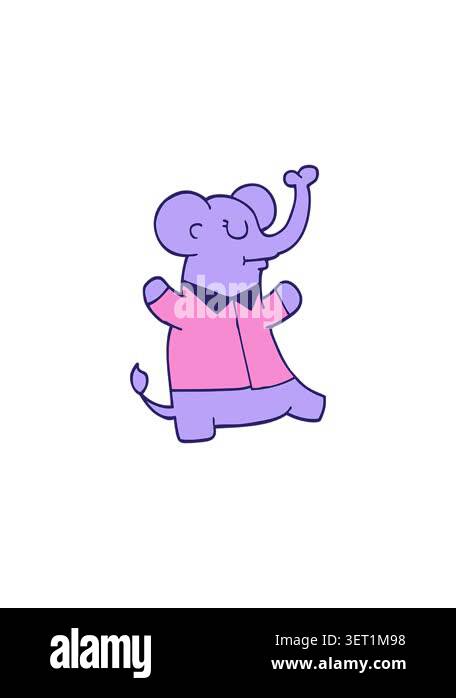 Cartoon elephant wearing pink shirt dancing happily Stock Video Footage ...
