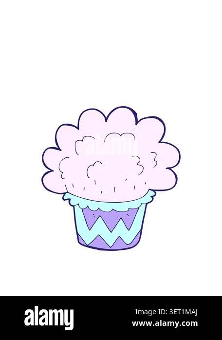 Vertical video showing a simple cartoon illustration of a cupcake with ...