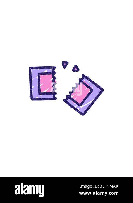 Broken ticket graphic with purple and pink colors Stock Video Footage ...