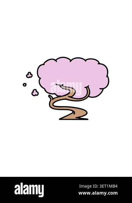 Cartoon tree with pink fluffy leaves Stock Video Footage - Alamy