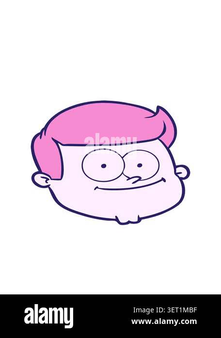 Cartoon character smiling with pink hair Stock Video Footage - Alamy