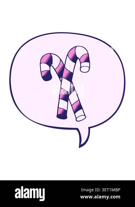 Vertical video showing animated speech bubble with two candy canes ...