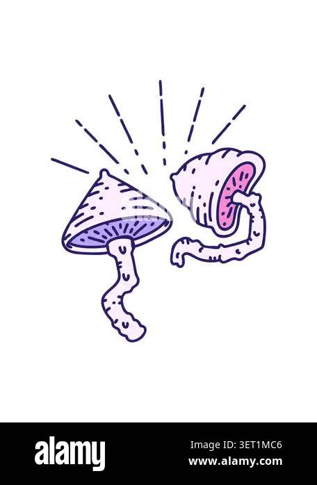 Vertical video showing psychedelic mushrooms with radiating lines ...
