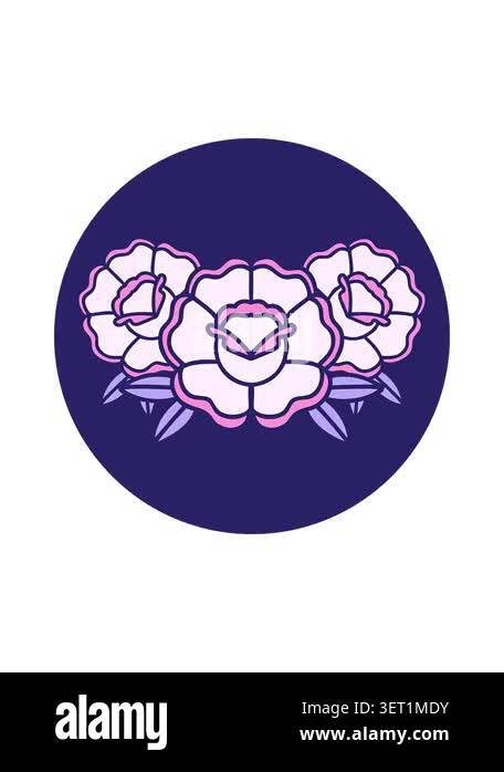 Three stylized flowers with purple outlines Stock Video Footage - Alamy