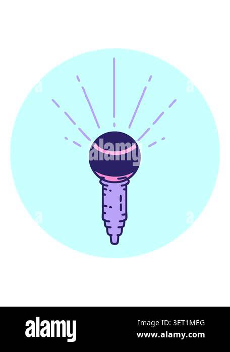 animated illustration of a microphone with radiating lines, set against ...