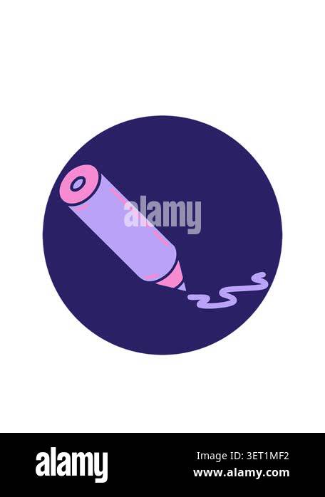 animated drawing of a purple marker drawing a wavy line inside a dark ...