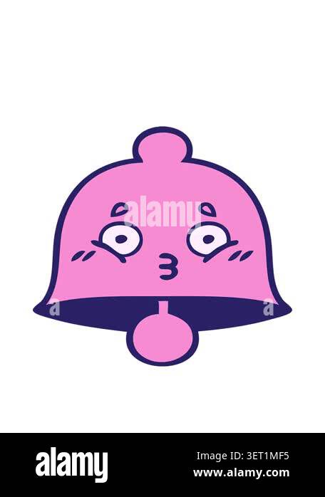 cartoon pink bell with a surprised expression, isolated on a white ...