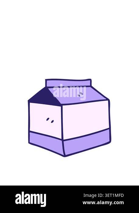simple cartoon illustration of a purple milk carton with a blank label ...
