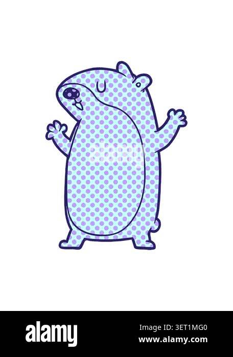 animated cartoon hamster character with a dotted texture, standing and ...