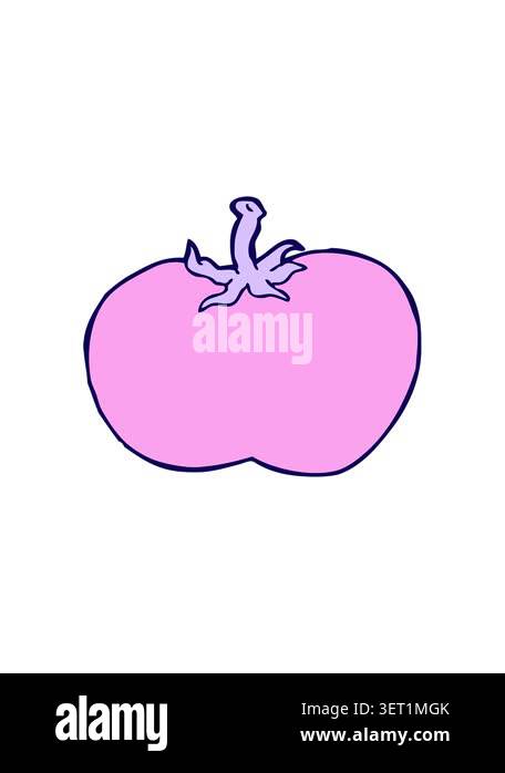 simple animation of a tomato changing colors from purple to pink. The ...