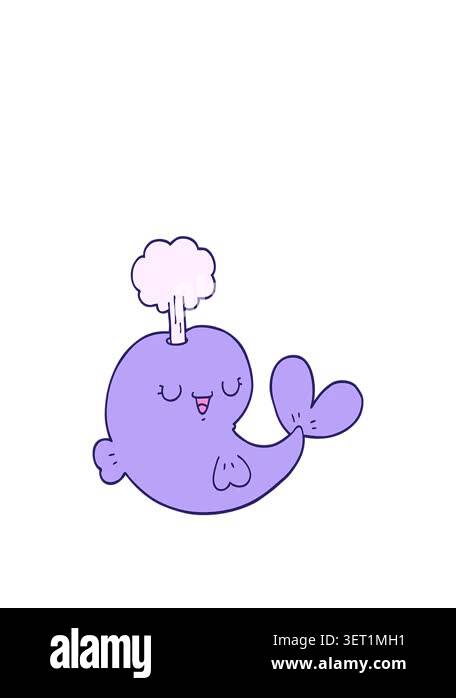 cute cartoon whale spouting water from its blowhole, isolated on a ...