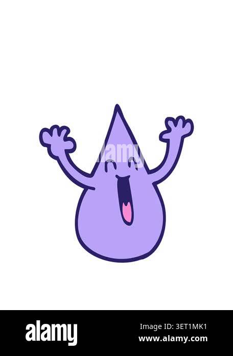 cartoon purple drop character with arms raised in excitement, with a ...