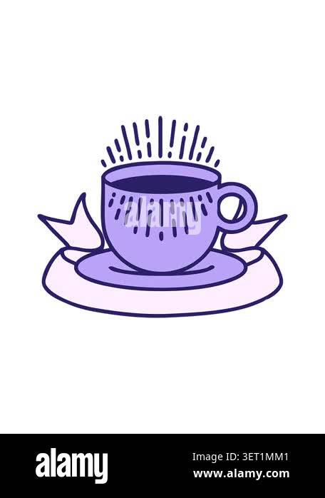 animated illustration of a coffee cup with steam rising, set against a ...
