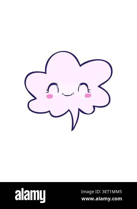 animated cartoon speech bubble with a happy face, blinking eyes, and ...