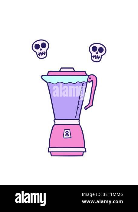Vertical video showing animated illustration of a blender with two ...