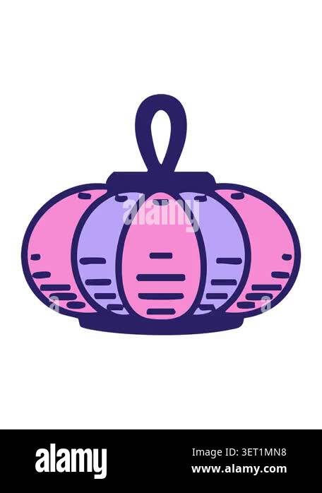 Vertical video showing animated pixel art of a pink and purple lantern ...