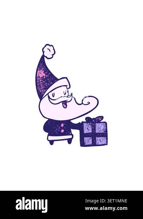 Vertical video showing animated cartoon Santa Claus character holding ...