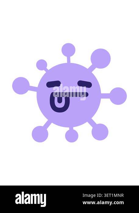 Vertical video showing animated cartoon virus character with tongue ...