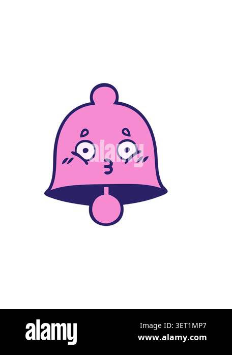 animated cartoon bell character with a surprised expression, isolated ...