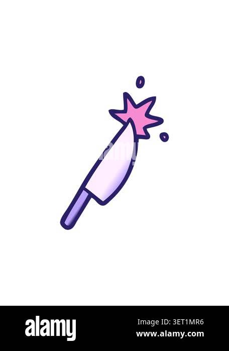Vertical video showing animated pink knife with a starburst and ...
