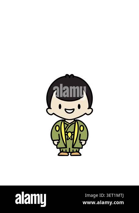 Vertical video showing cute cartoon character in a green traditional ...