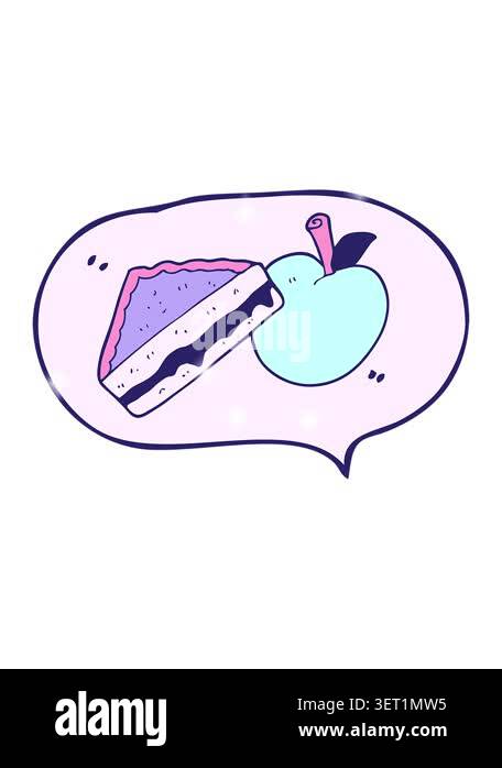 Vertical video showing animated illustration of a slice of cake and an ...