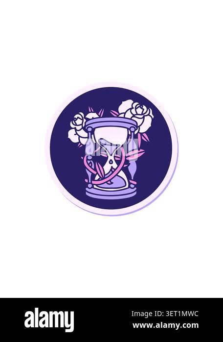 Vertical video showing animated hourglass with roses and leaves ...