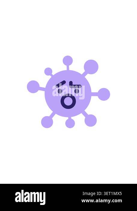 Vertical video showing animated cartoon virus character with a ...