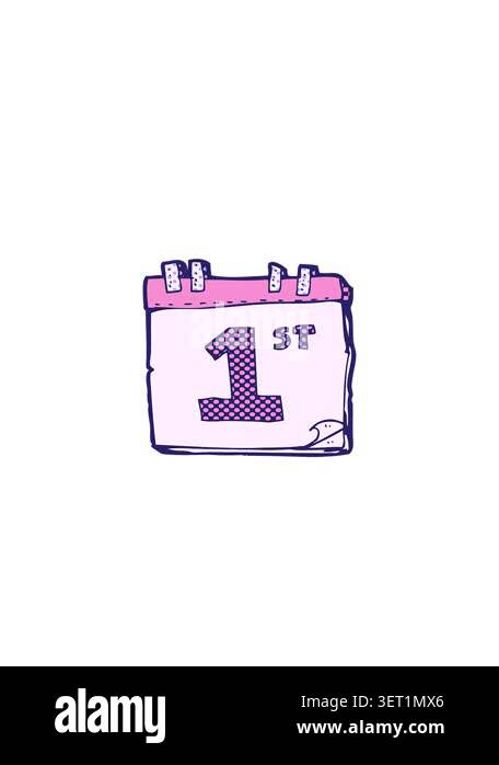 Vertical video showing animated calendar page showing the first day of ...