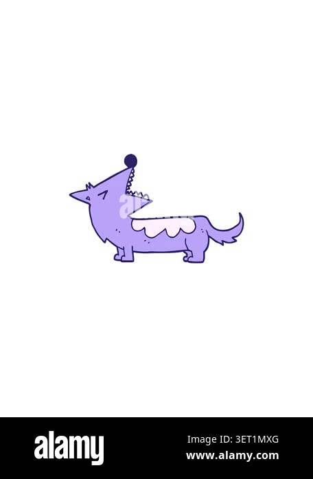 Vertical video showing animated cartoon dog barking with a yellow ...
