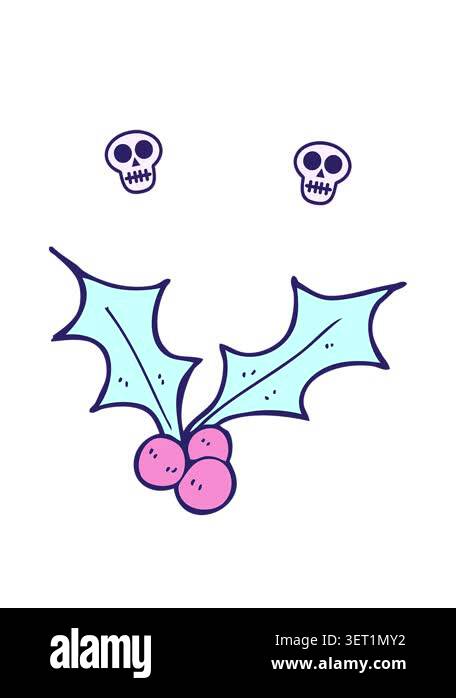 Vertical video showing animated cartoon drawing of holly berries and ...