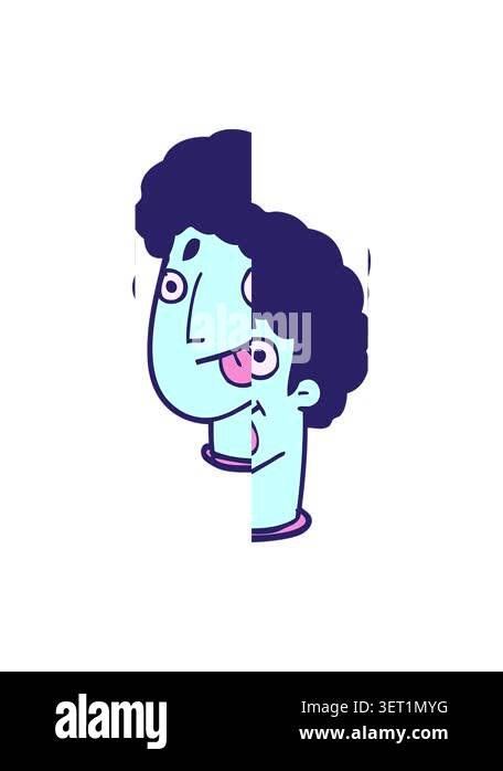 Vertical video showing animated cartoon character with curly hair ...