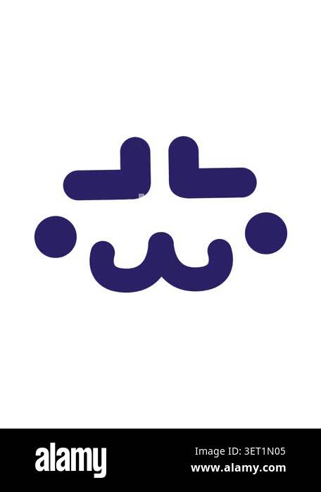 Vertical video showing abstract animation of a dark blue stylized face ...