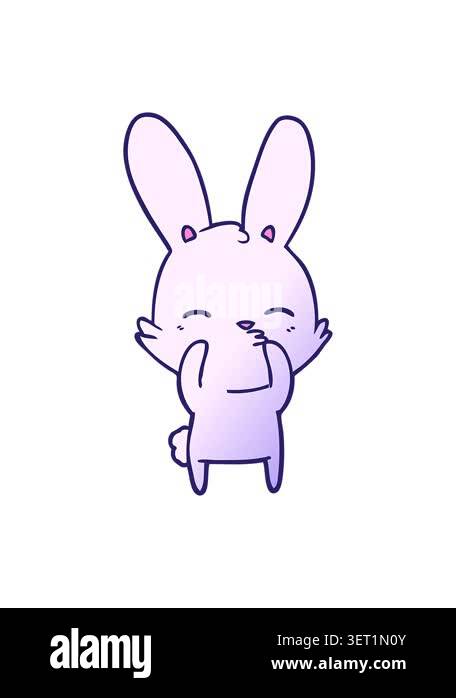 Vertical video showing cute cartoon bunny covering its mouth with its ...