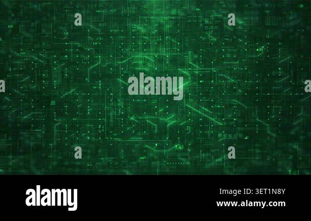 Abstract green digital background showing glowing circuit board lines ...