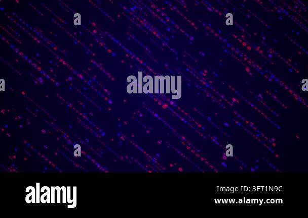 Abstract background featuring glowing red and blue particles moving in ...
