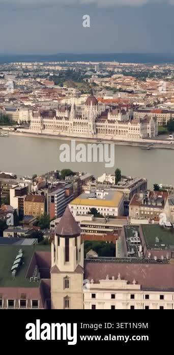 Vertical Panoramic View of Budapest Cityscape with Grand Parliament ...