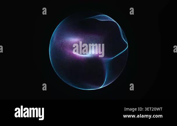A luminous blue and magenta energy orb floats in dark space, a seamless ...