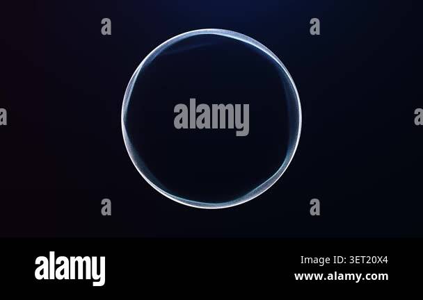 Elegant holographic circle frame with cyan and violet waves on a dark ...