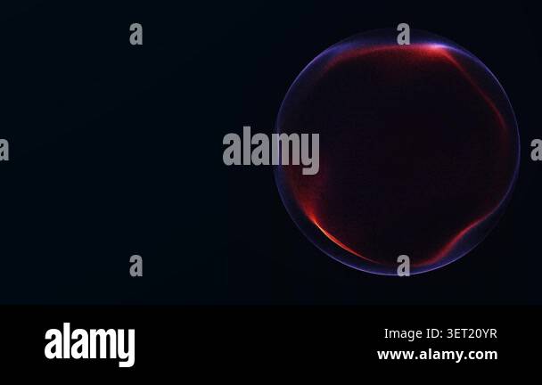 Dark red quantum orb glows on a black field with open copy space, built ...