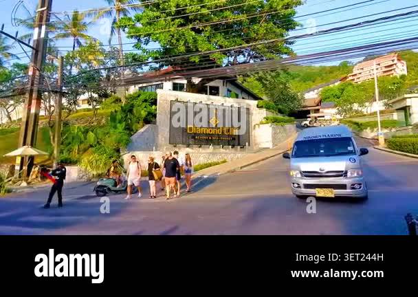 Impressive grand entrance of luxury tropical resort in Phuket Thailand ...