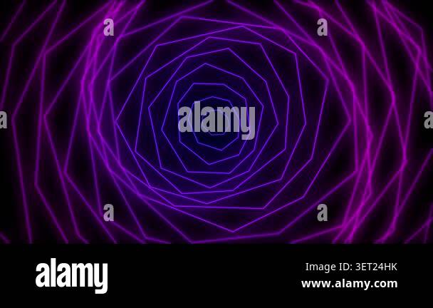 Minimal thin fluorescent spiral in endless rotation. Shiny swirl in ...