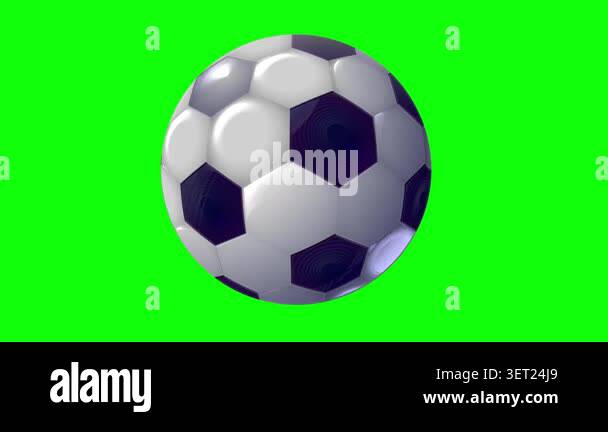 Seamless 3D spinning soccer ball on green background. Realistic ...