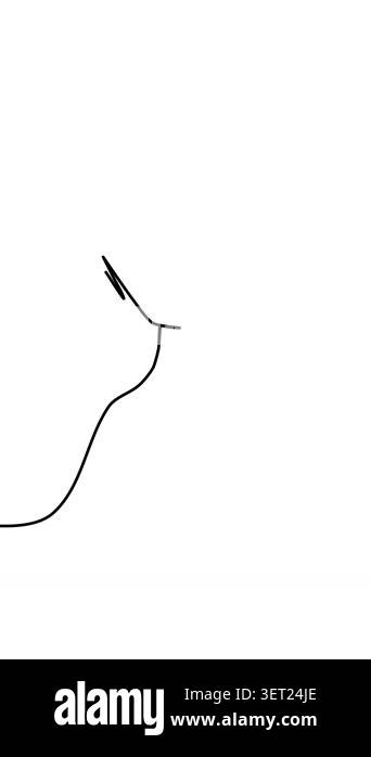 Single black line drawing portrait of young woman in profile. Minimal ...