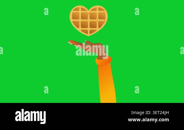 Heart-Shaped Waffle Floating Above Female Hand. Food Love Concept ...